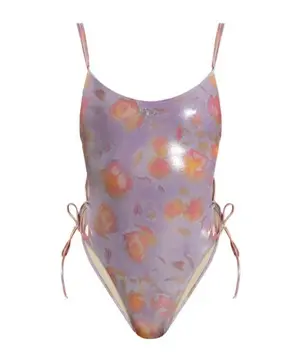 DIESEL® Floral Print Lace-up One Piece Swimsuit - Purple