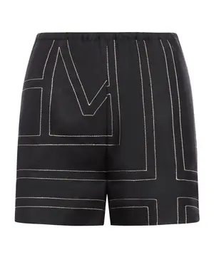 TOTEME Topstitched Silk Shorts - Black