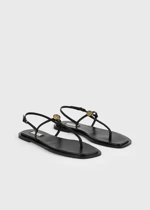 TOTEME T-strap Flat Sandals With Embellishment - Black