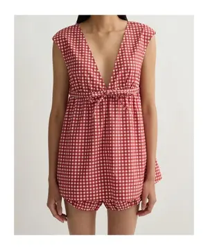 Posse V-neck Sleeveless Plaid Top