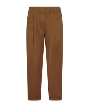 Brunello Cucinelli Elasticated Waistband Cropped Pants - Brown
