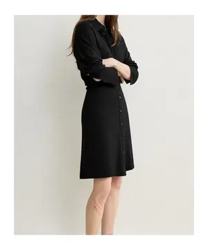 TOTEME Ruched Detail Collared Shirt Dress - Black