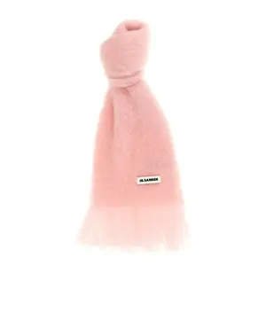 JIL SANDER Brushed Logo Patch Scarf - Pink