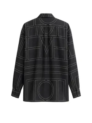 TOTEME Monogram-embroidered Silk Shirt - Black