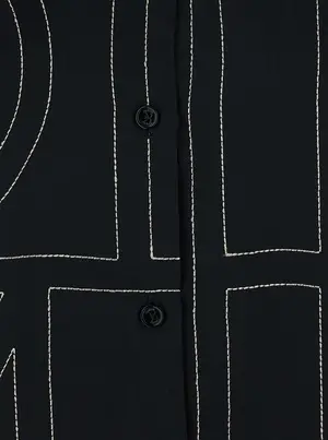 TOTEME Monogram-embroidered Silk Shirt - Black