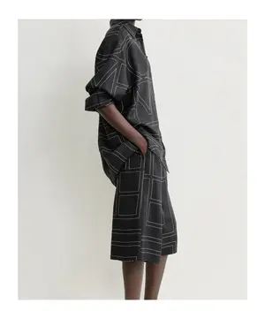 TOTEME Monogram-embroidered Silk Shirt - Black