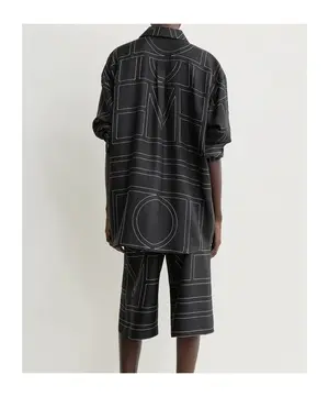 TOTEME Monogram-embroidered Silk Shirt - Black