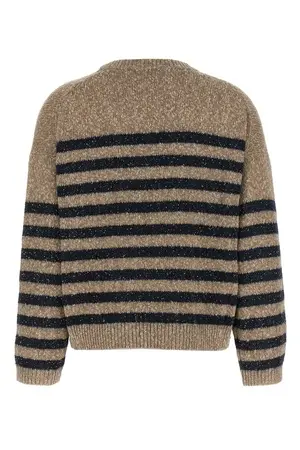 Brunello Cucinelli Striped Round Neck Sweater - Black
