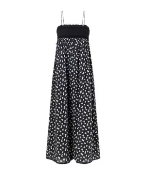 Posse Slip Dress With Floral Print And Lace Details - Black