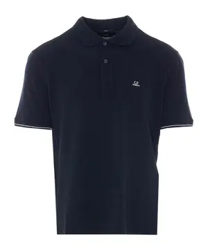 C.P. COMPANY Logo Piqué Polo Shirt - Black