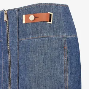 Fendi Zip Detailed Denim Midi Skirt