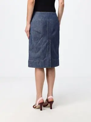 Fendi Zip Detailed Denim Midi Skirt