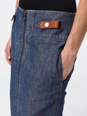 Fendi Zip Detailed Denim Midi Skirt