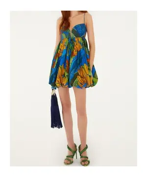 Farm Rio Printed Slip Dress With Bubble Skirt
