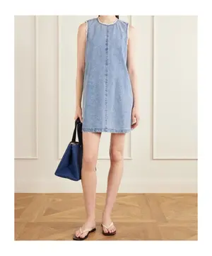 FRAME Crochet Trim Mini Dress - Blue
