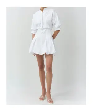 Simkhai Effie Cotton Bubble Mini Dress - White