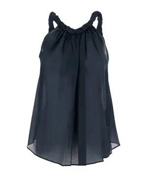 SEMICOUTURE Sleeveless Sheer Crew Neck Top