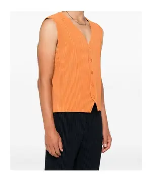 Issey Miyake V-neck Plissé Sweater Vest