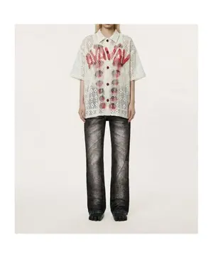AVAVAV Logo-print Open-knit Shirt