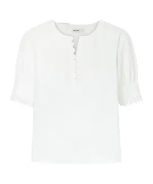 FRAME Scallop Trim V-neck Top