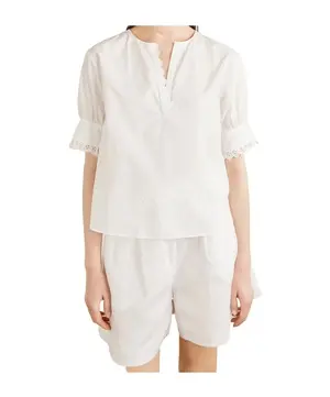 FRAME Scallop Trim V-neck Top