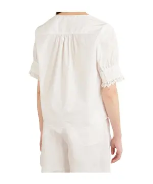 FRAME Scallop Trim V-neck Top