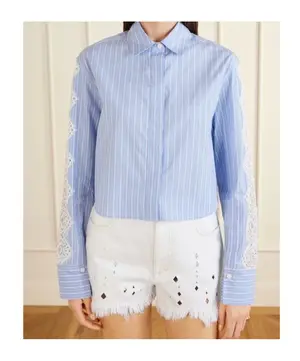Simkhai Renata Lace-trimmed Cropped Shirt