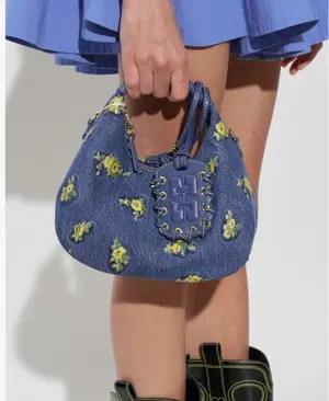 GANNI Embroidered Denim Handbag