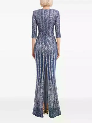 GEMY MAALOUF Sequin Embellished Striped Gown