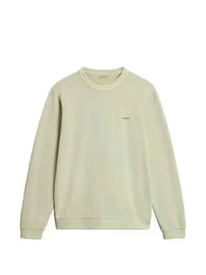 Woolrich Garment-dyed Logo-print Crew Neck Sweater - Neutrals