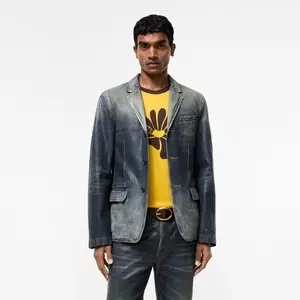 Burberry Coated Denim Tailored Jacket - Mid Blue