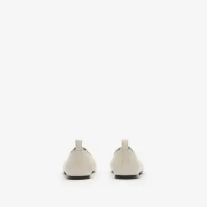 Burberry Check Trim Leather Ballerinas - Sandy Beige