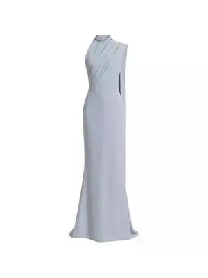 GEMY MAALOUF Padded-shoulder Cape Dress - Blue