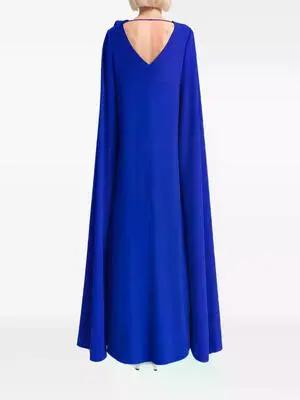 GEMY MAALOUF Royal Gown With Rose Detail Cape Sleeves