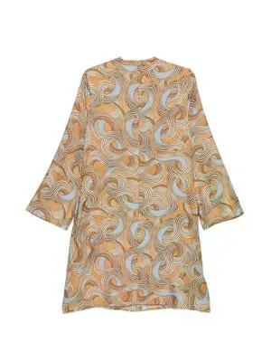 Malìparmi Abstract Print Silk V-neck Dress