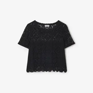 Burberry Floral Lace Short Sleeve Blouse