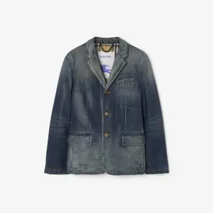 Burberry Coated Denim Tailored Jacket - Mid Blue