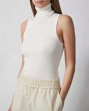 Stylein Fitted Sleeveless Ribbed Knit Turtleneck Top