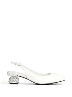 GOLD & ROUGE Joy Crystal-embellished Slingback Pumps - White