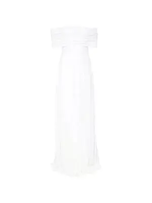Norma Kamali Off-shoulder Pleated Gown
