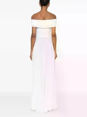 Norma Kamali Off-shoulder Pleated Gown