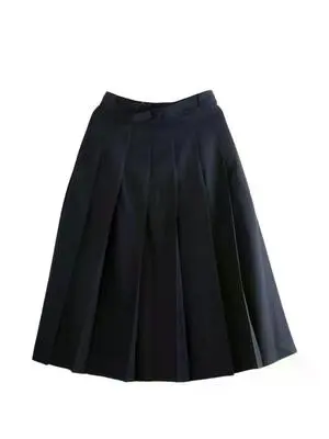 Auralee Belted Pleated Midi Skirt - Blue