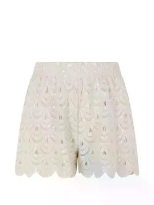 MC2 SAINT BARTH Meave Sequin-embellished Crochet Shorts - Neutrals