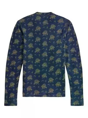 Ralph Lauren Buttoned Floral Long-sleeved T-shirt - Blue