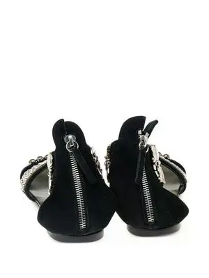 GIUSEPPE ZANOTTI Suede Embellished Ankle Cuff Flat Sandals