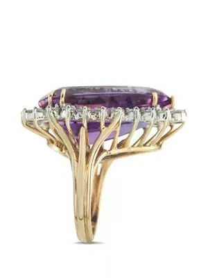 LB EXCLUSIVE Amethyst And Diamond Halo Ring In 14k Rose Gold