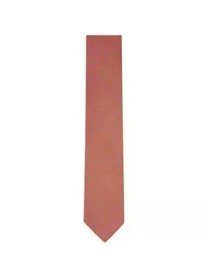 Eton Geometric Print Silk Tie - Orange