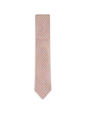 Eton Silk Geometric Jacquard-weave Tie - Orange