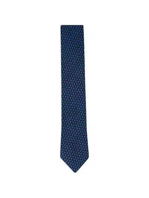 Zegna Silk Palm Tree Print Tie - Black
