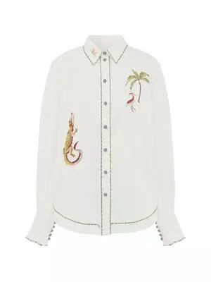 ALEMAIS Aleles Camelias Embellished Shirt